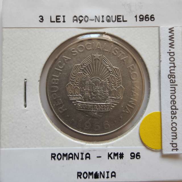 WC.EP.RM.096.1966.D - Roménia 3 Lei 1966 Aço-níquel, World Coins ...
