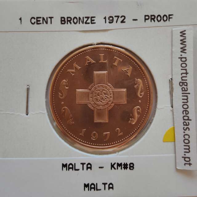 WC.EP.MA.008.1972 - Malta 1 Cent 1972 Bronze, PROOF, World Coins Malta KM 8, coin of 1 Cent 1972 ...