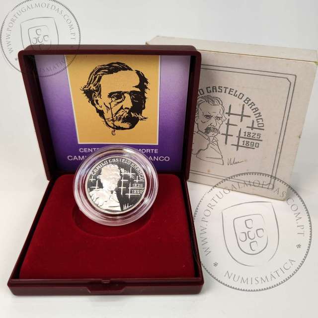 PROOF.CM.AG.R.087.03.A2 - Proof 100 Escudos 1990 Camilo Castelo Branco ...