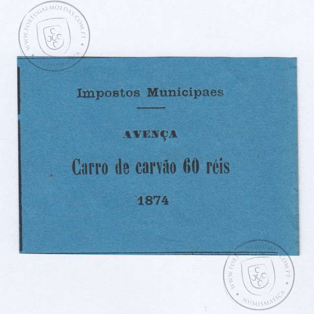 NT.PT.CD.0001.a - Portugal, Municipal Taxes Receipt Card 1874 "coal car ...