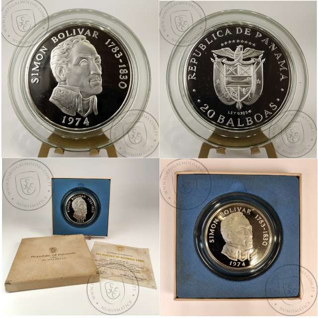 WC.AM.PA.0001.1974.A1 - Panama, big Silver Proof coin of 20 Balboas ...
