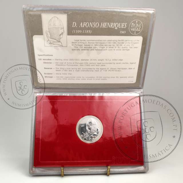 BNC.CM.AG.R.071.02.A1 - BNC, 100 Escudos D. Afonso Henriques 1985 Prata, Carteira moeda prata ...