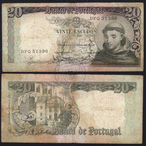NT.PT.62.DFQ.51396 - Nota de 20 Escudos 1964 Santo António, 20$00 26/05 ...
